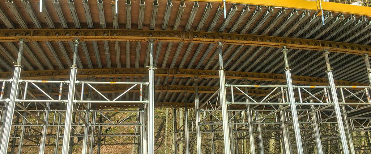 Assembling Bridge cap formwork on the ground