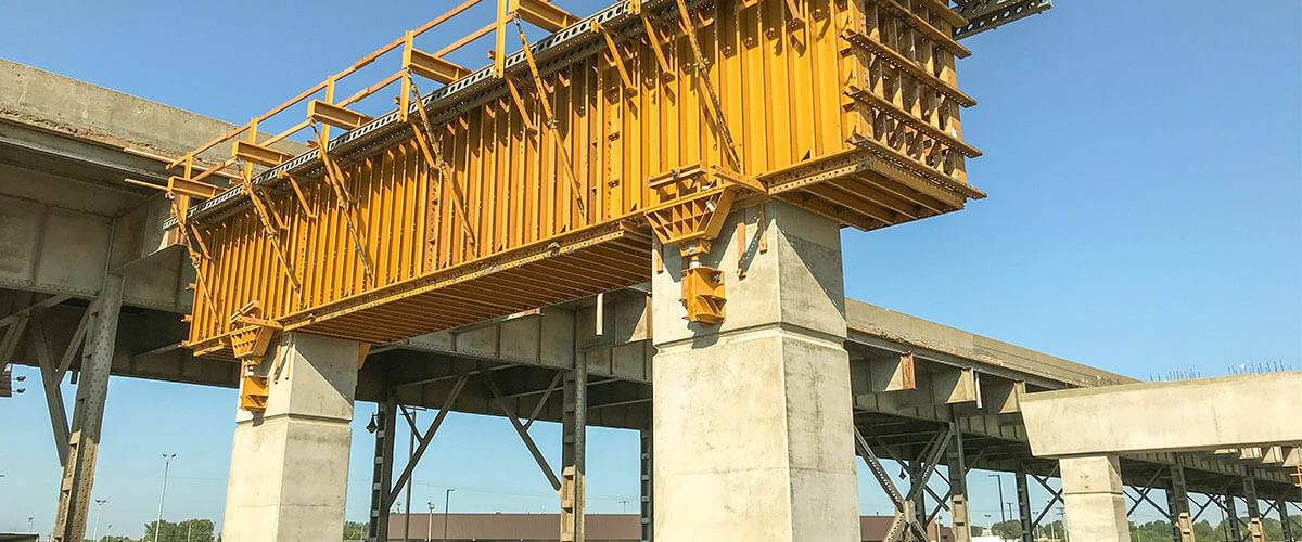 Assembling Bridge cap formwork on the ground