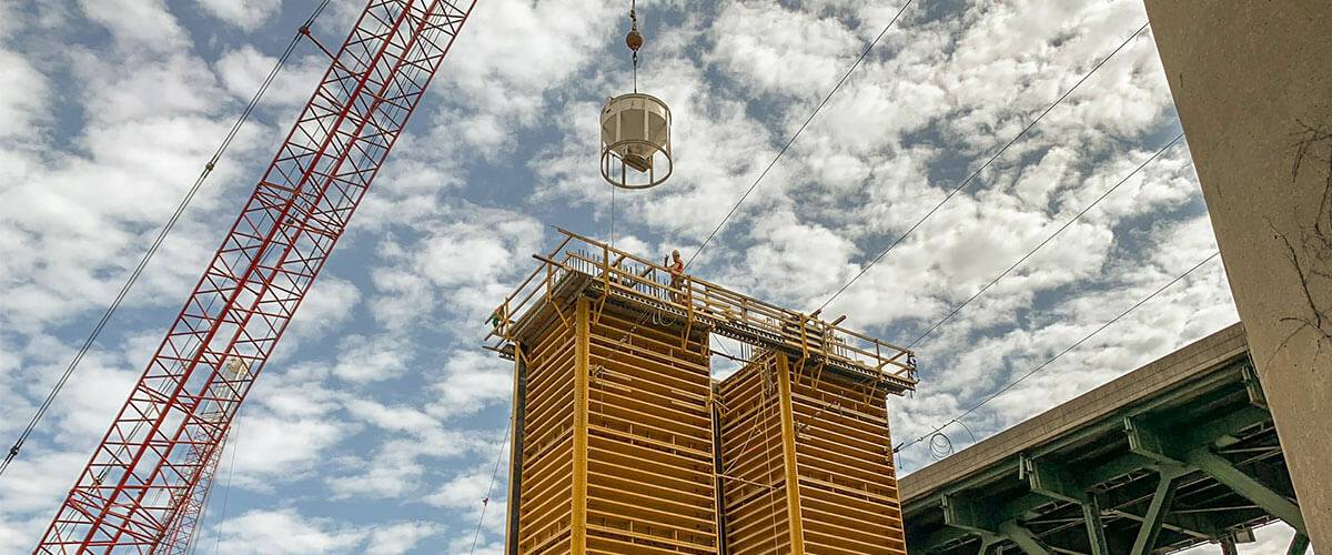 Assembling Bridge cap formwork on the ground