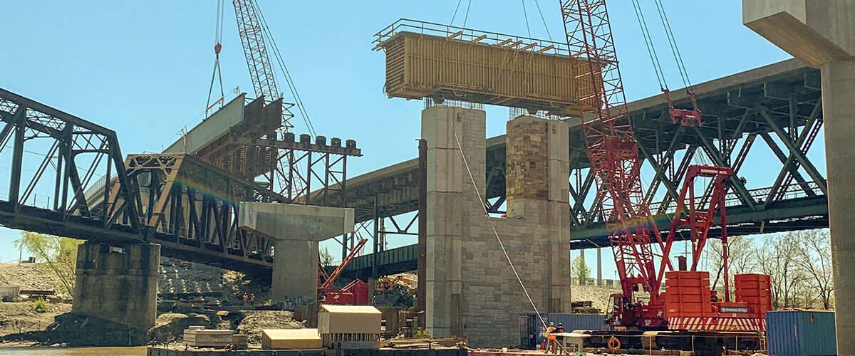 Assembling Bridge cap formwork on the ground