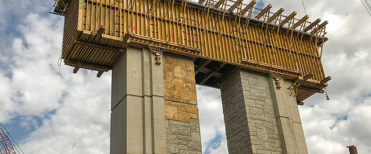 Assembling Bridge cap formwork on the ground