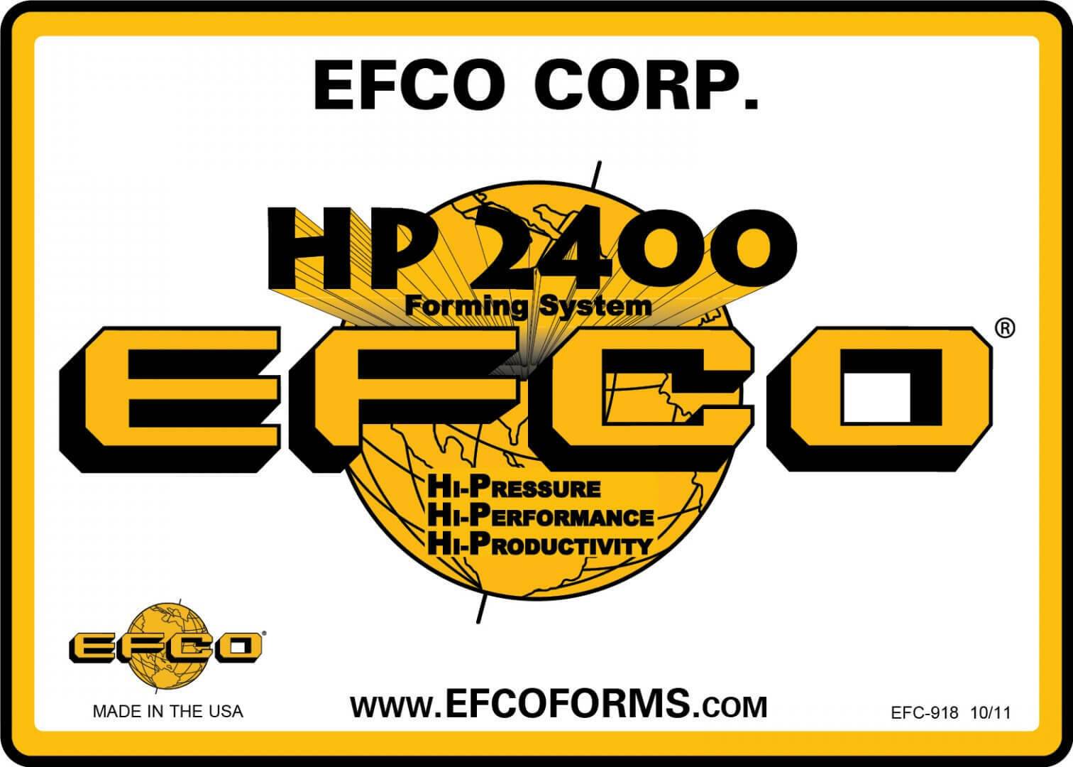 EFC-918 EFCO Decal HP2400 Actual Size | EFCO Forms