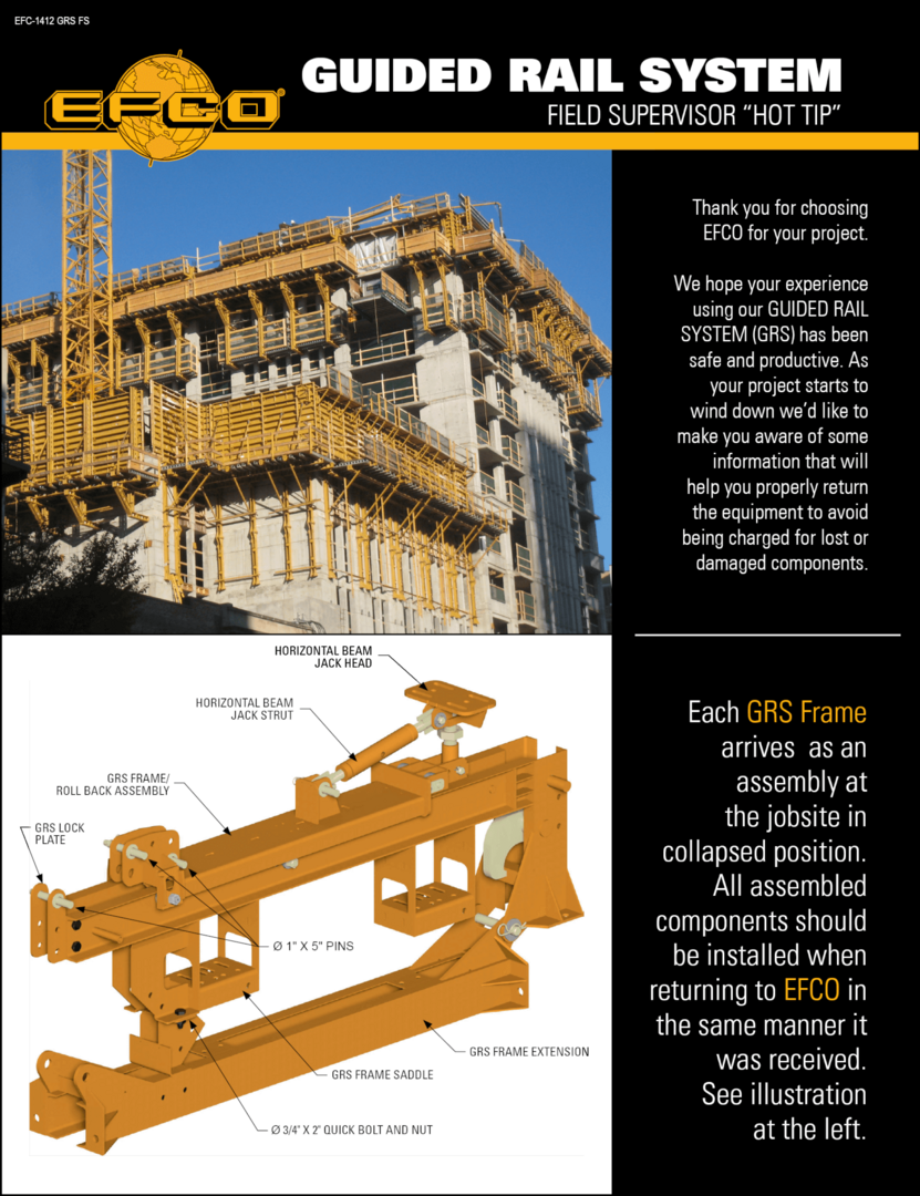 GUIDED RAIL SYSTEM (GRS) how to properly return | EFCO Forms