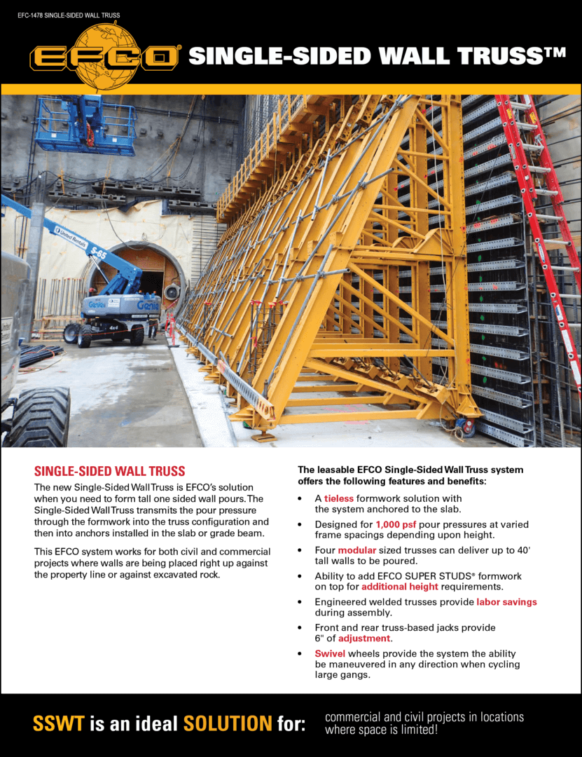 EFCO’s Single Sided Wall Truss for one sided wall pours | EFCO Forms