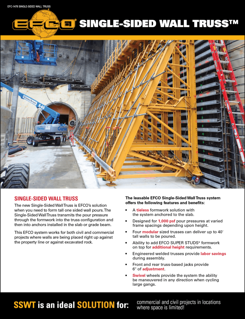 EFCO’s Single Sided Wall Truss for one sided wall pours | EFCO Forms