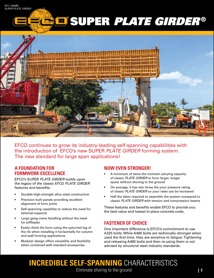 SUPER PLATE GIRDER (image) | EFCO Forms